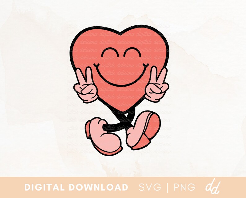 Jolly Heart SVG PNG Valentines Retro Heart SVG Love More - Etsy