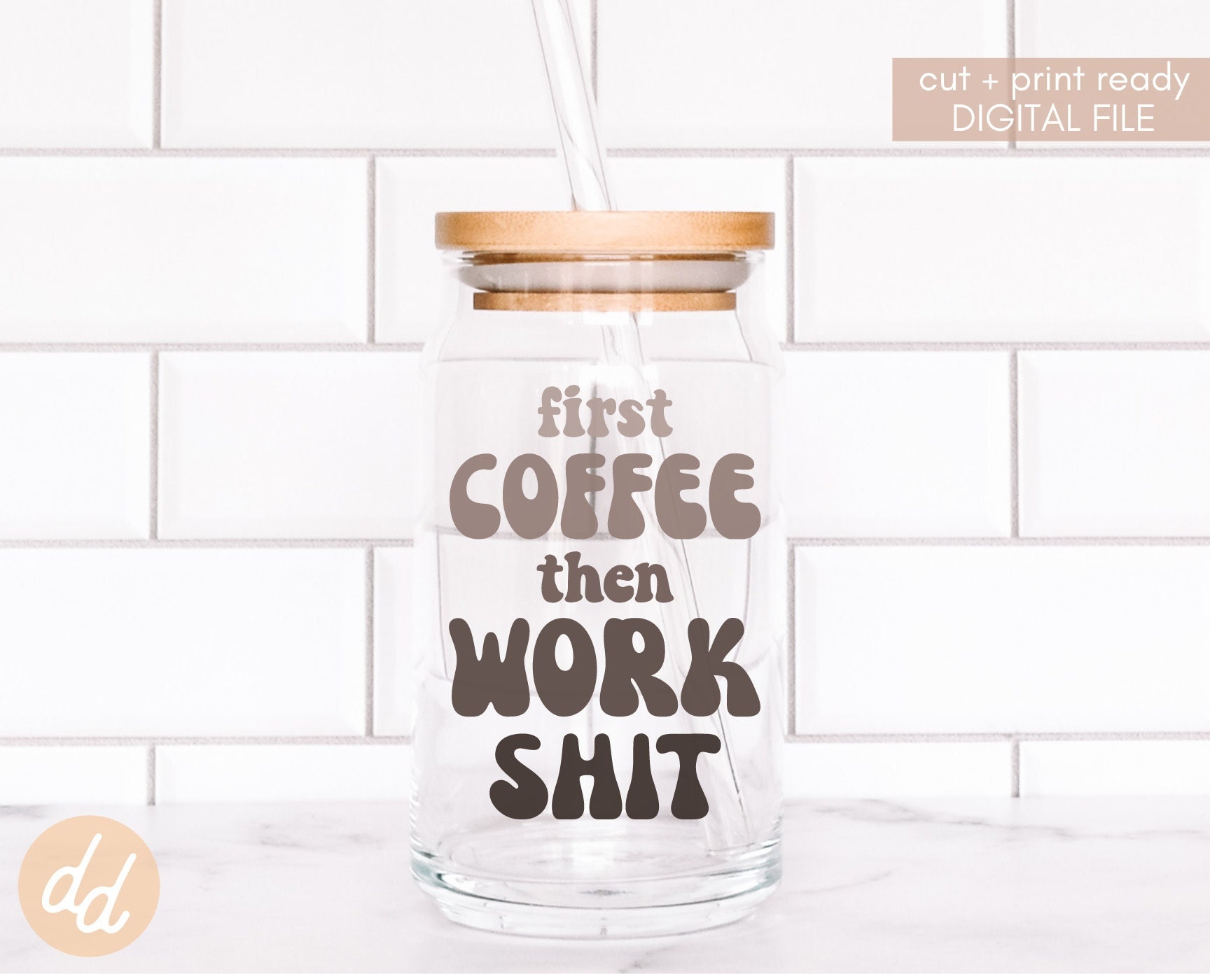 First Coffee Then Work Shit SVG Cut File Funny Coffee Cup - Etsy
