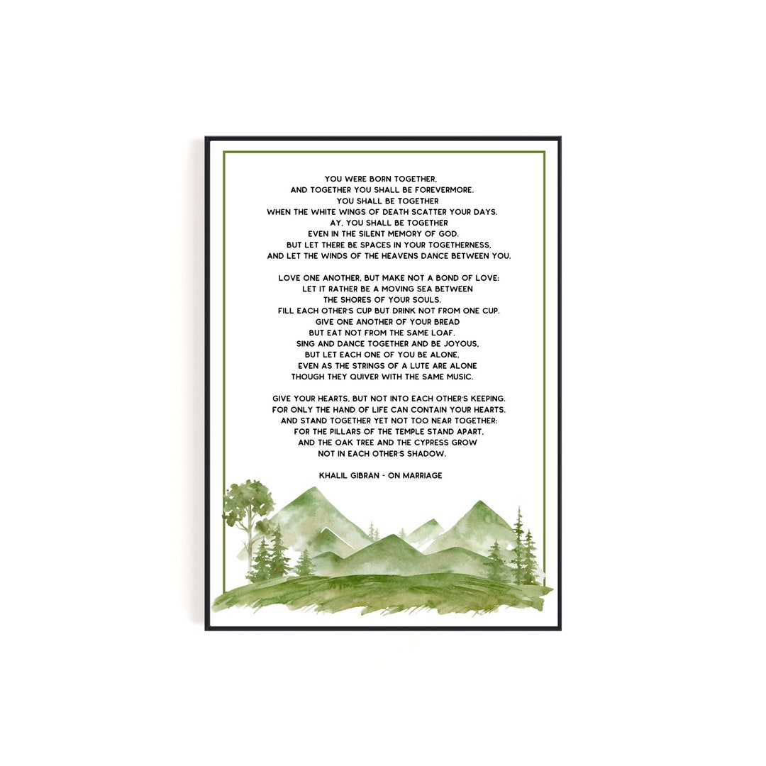 Khalil Gibran Poem on Marriage | Digital Download Wall Art With ...