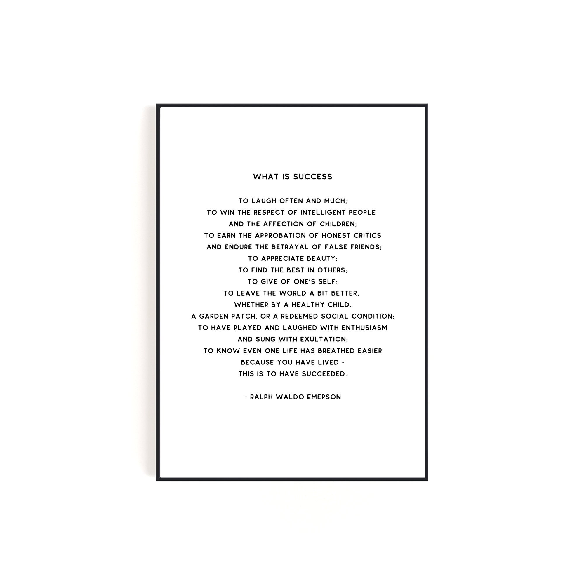 Ralph Waldo Emerson Success Poem | Digital Download Wall Art Font Only ...