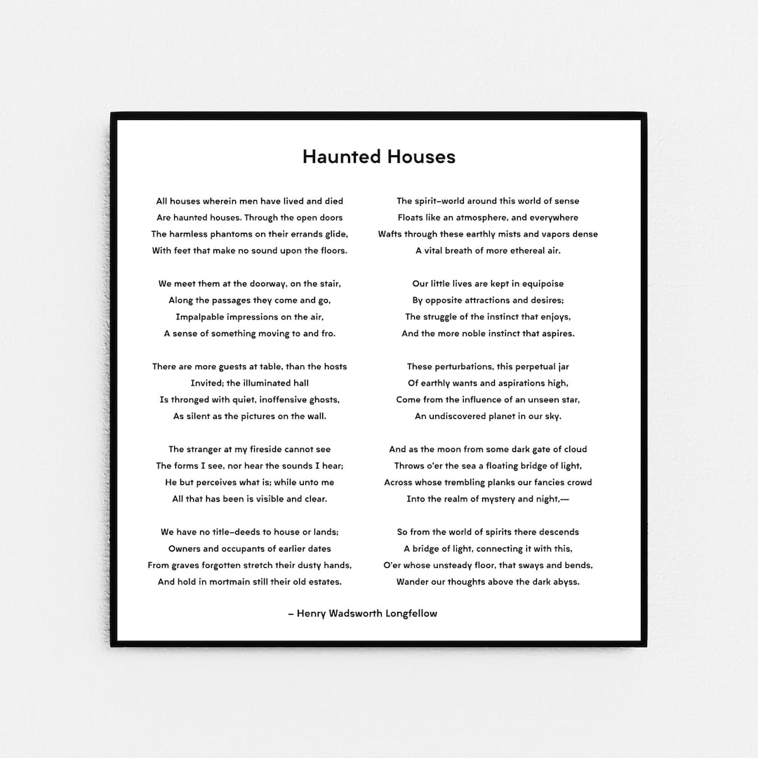 Henry Wadsworth Longfellow Poem on Haunted Houses | Square Format ...