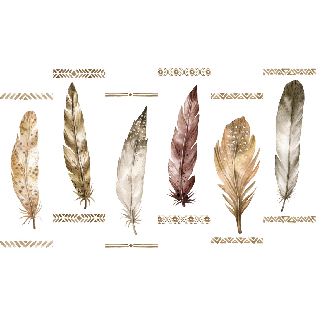 Feather Bookmarks With Pattern - Set of 6 Watercolor Printable ...