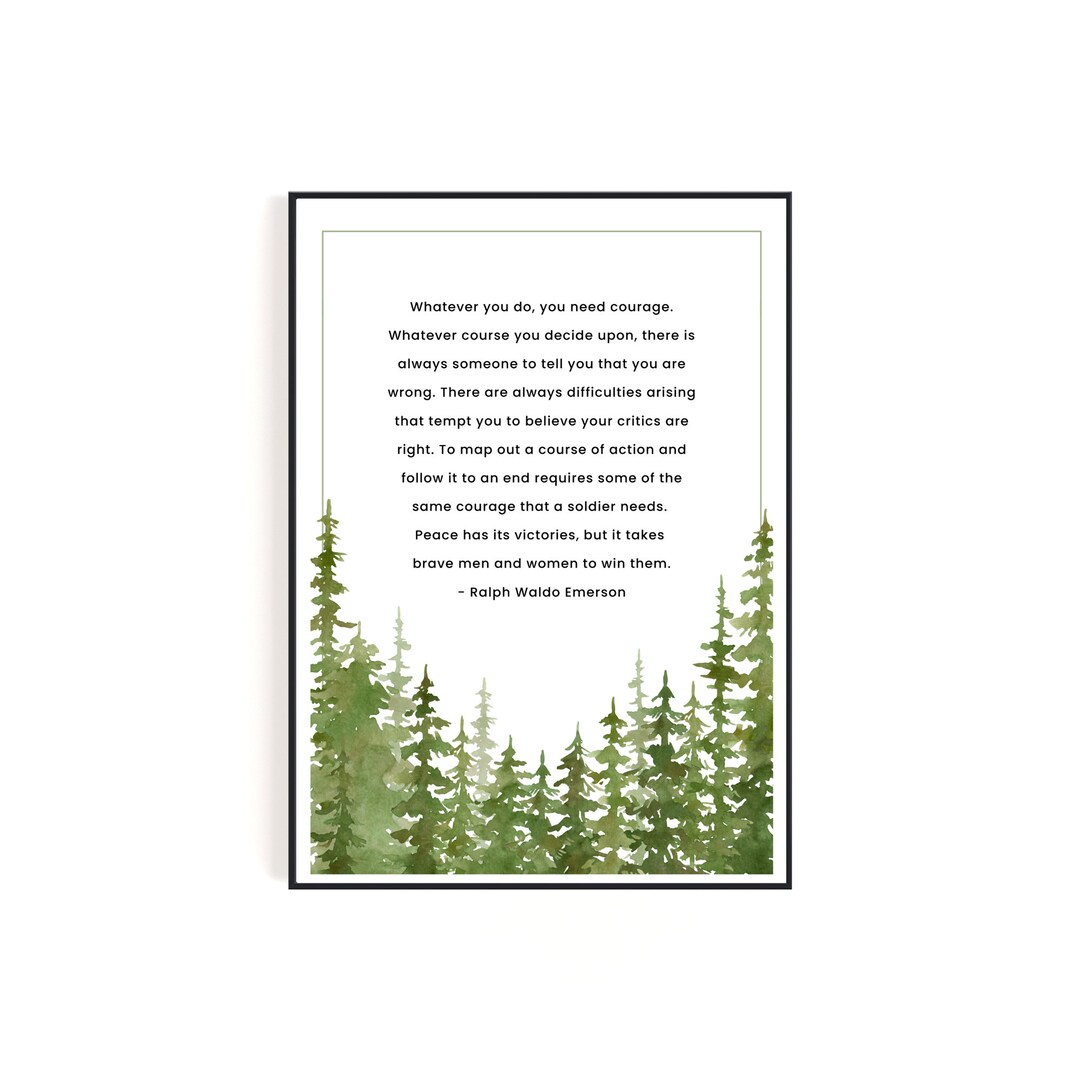Ralph Waldo Emerson Quote on Courage | Digital Download Wall Art With ...