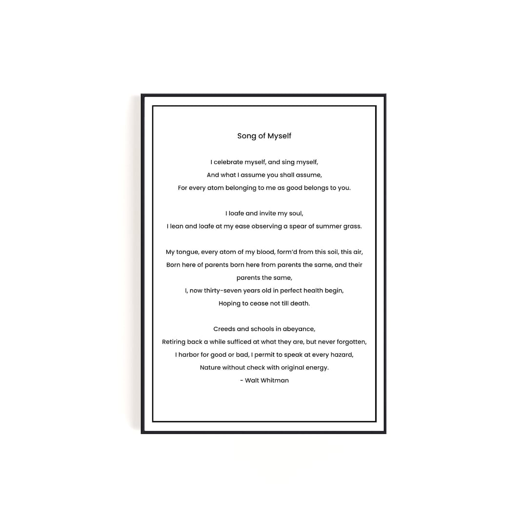 Walt Whitman Song of Myself Print - Literary Poetry Wall Art - Leaves ...