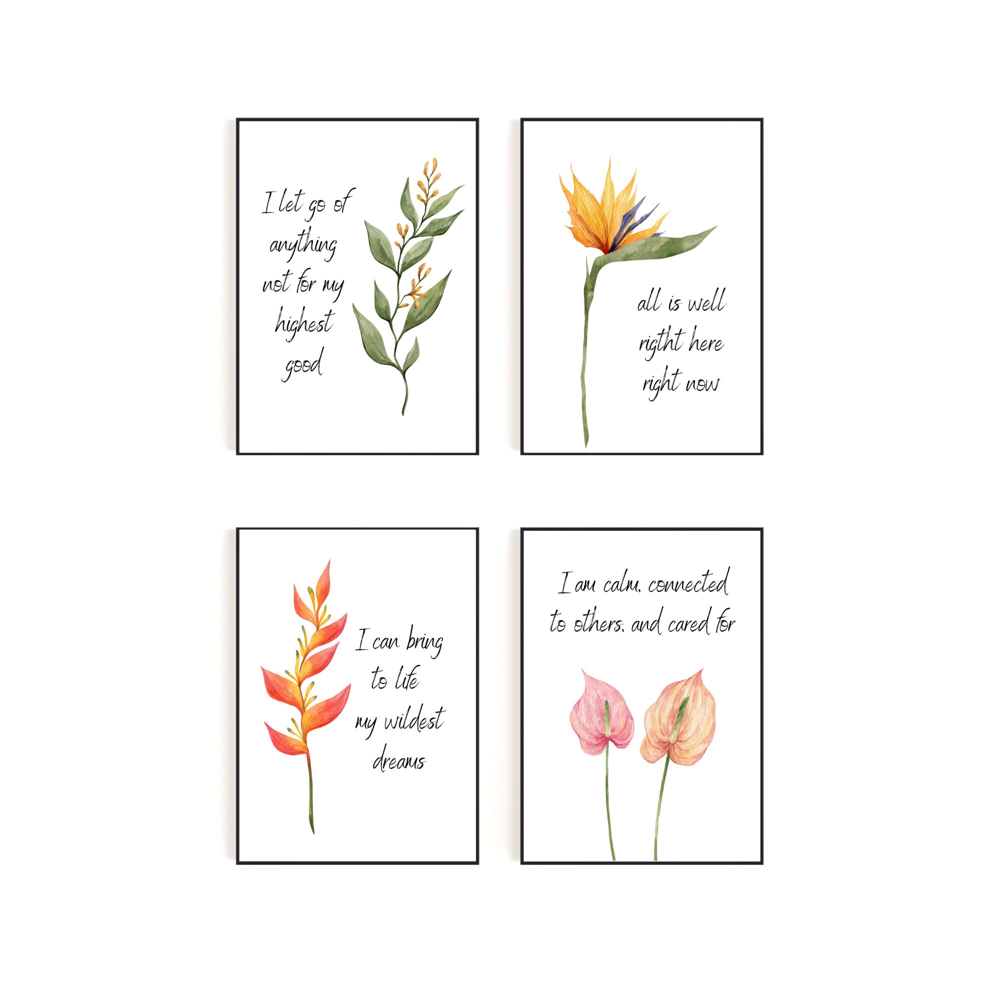 Tropical Plants and Mantras | Printable Watercolor Motivational Art for ...