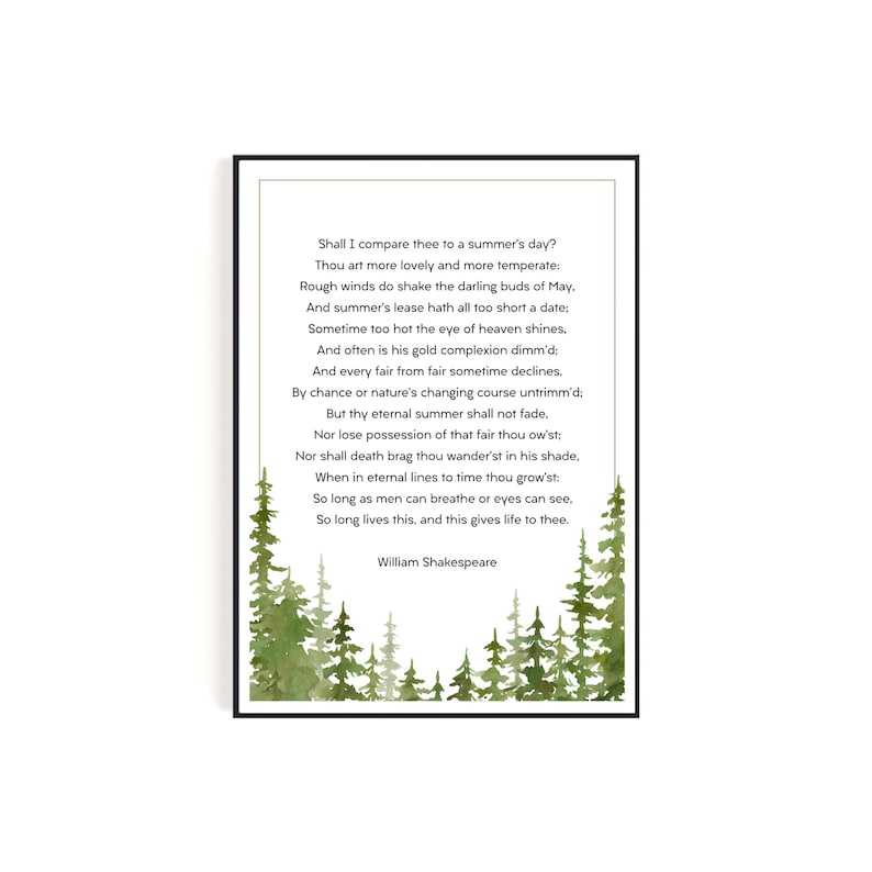 Shakespeare Sonnet 18 | Digital Download Poem and Wall Art With ...
