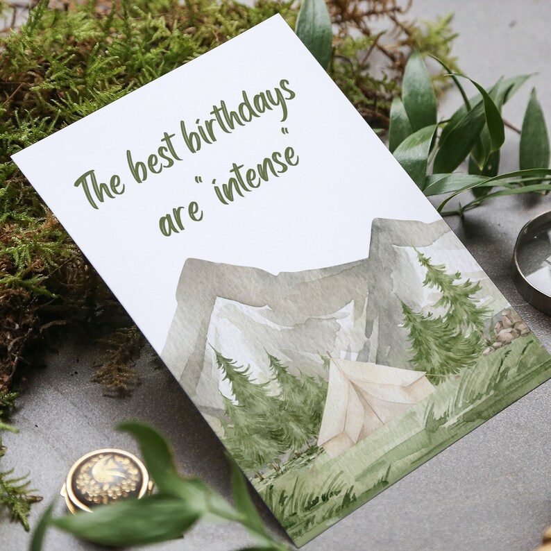 Printable Birthday Card Nature Themed | Birthday in Tents / Intense Pun ...