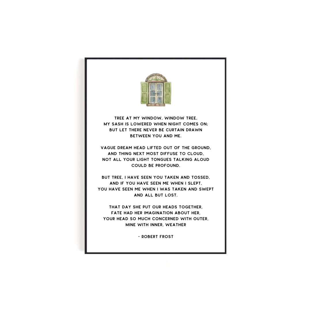 Robert Frost Poem "tree at My Window" | Digital Download Wall Art - Etsy