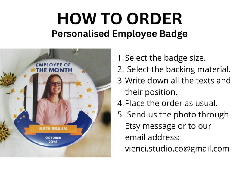 Personalised Employee of the Month Badge Appreciation Gift Employee Pin ...