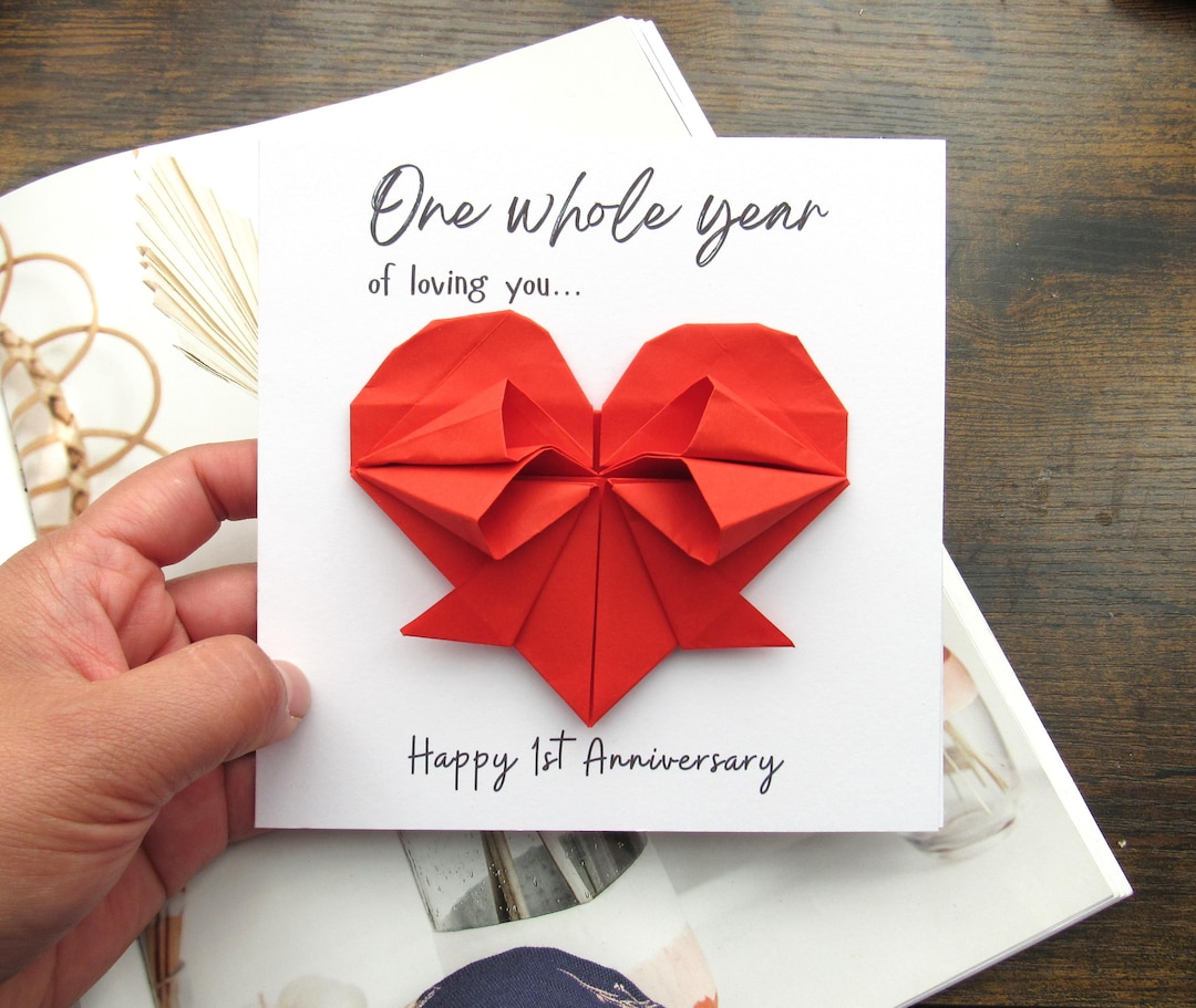Origami Heart Paper 1st Wedding Anniversary Card Gift Dating ...
