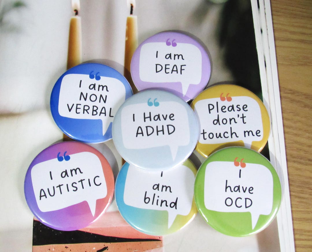Hidden Disabilities Badge Autism Pin ADHD Badge Custom Speech Badge Pin ...