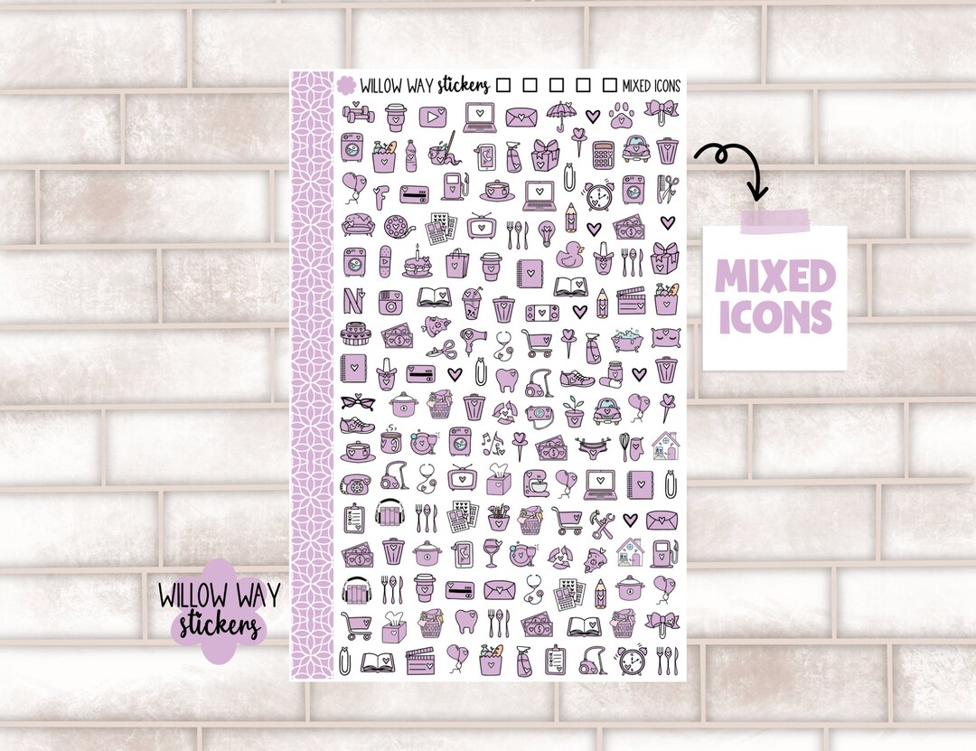 Icon Planner Stickers, Mixed Icons, Icon Stickers, Planner Stickers ...