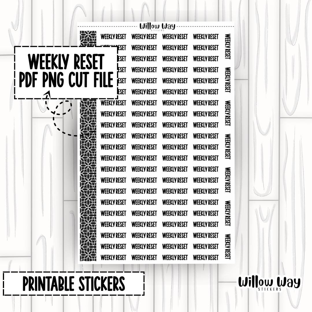 Printable Weekly Reset Script Planner Stickers, PDF PNG and Cut Files ...