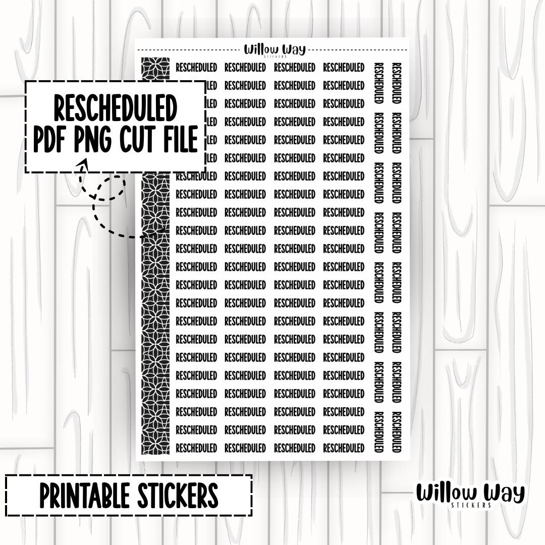Printable Rescheduled Script Planner Stickers, PDF PNG and Cut Files - Etsy
