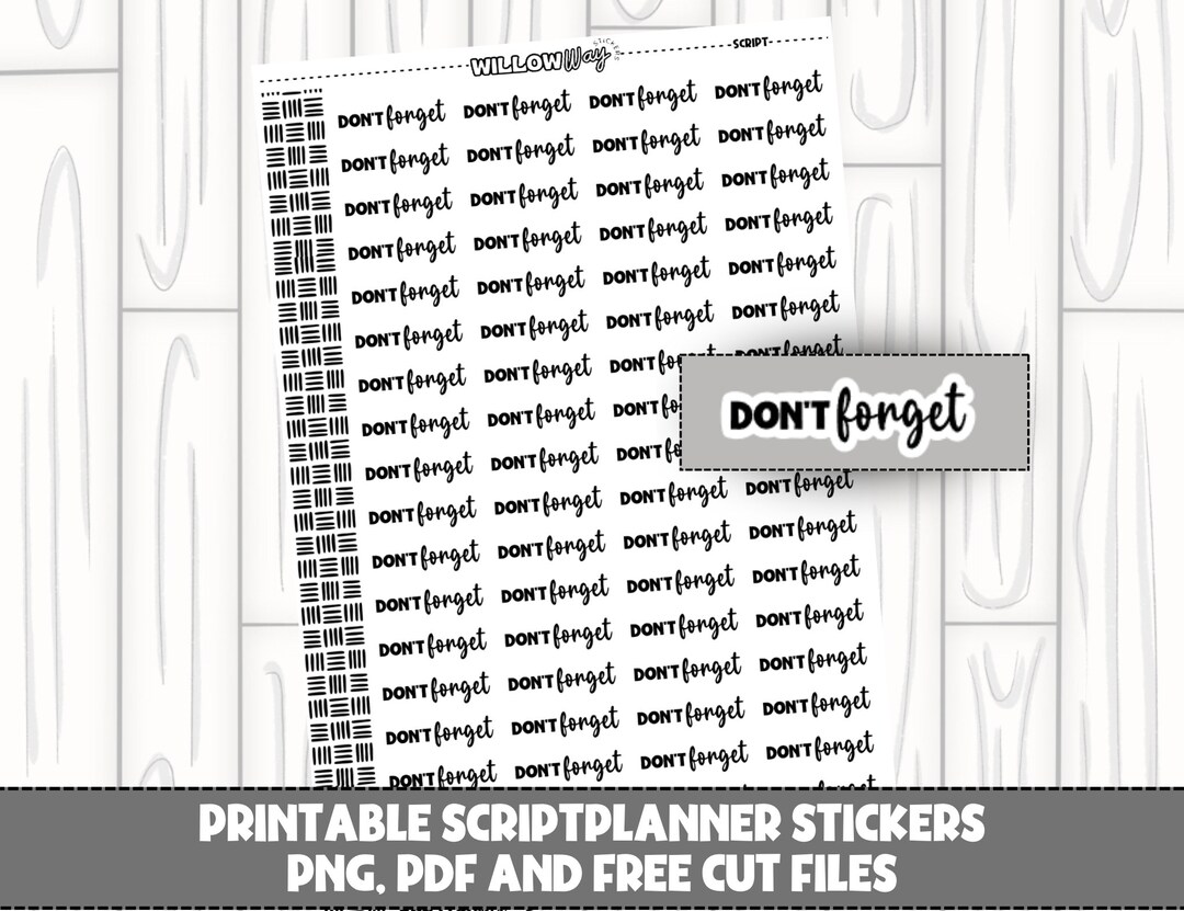 Printable Script Planner Stickers, Printable Word Planner Stickers ...