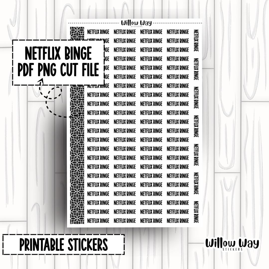 Printable Netflix Binge Script Planner Stickers, PDF PNG and Cut Files ...