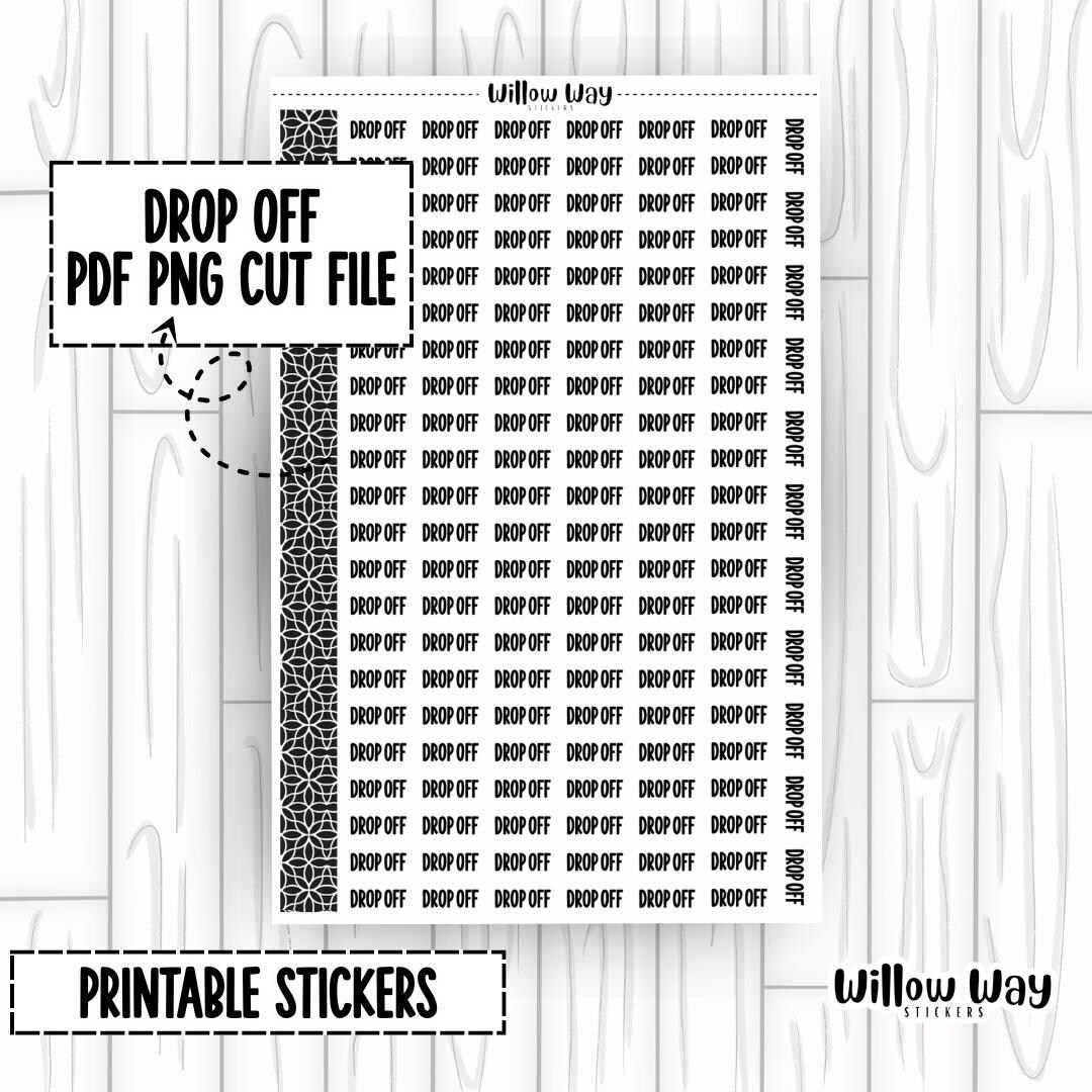Printable Drop off Script Planner Stickers, PDF PNG and Cut Files - Etsy