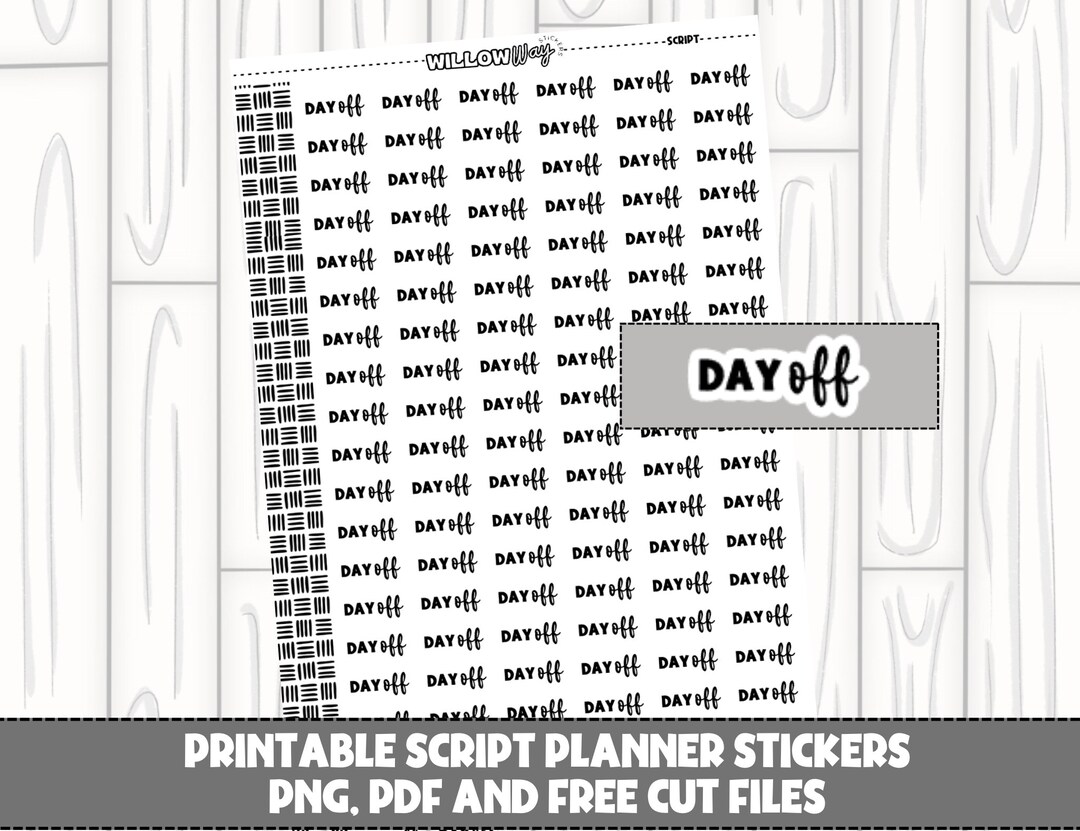 Printable Script Planner Stickers, Printable Word Planner Stickers ...