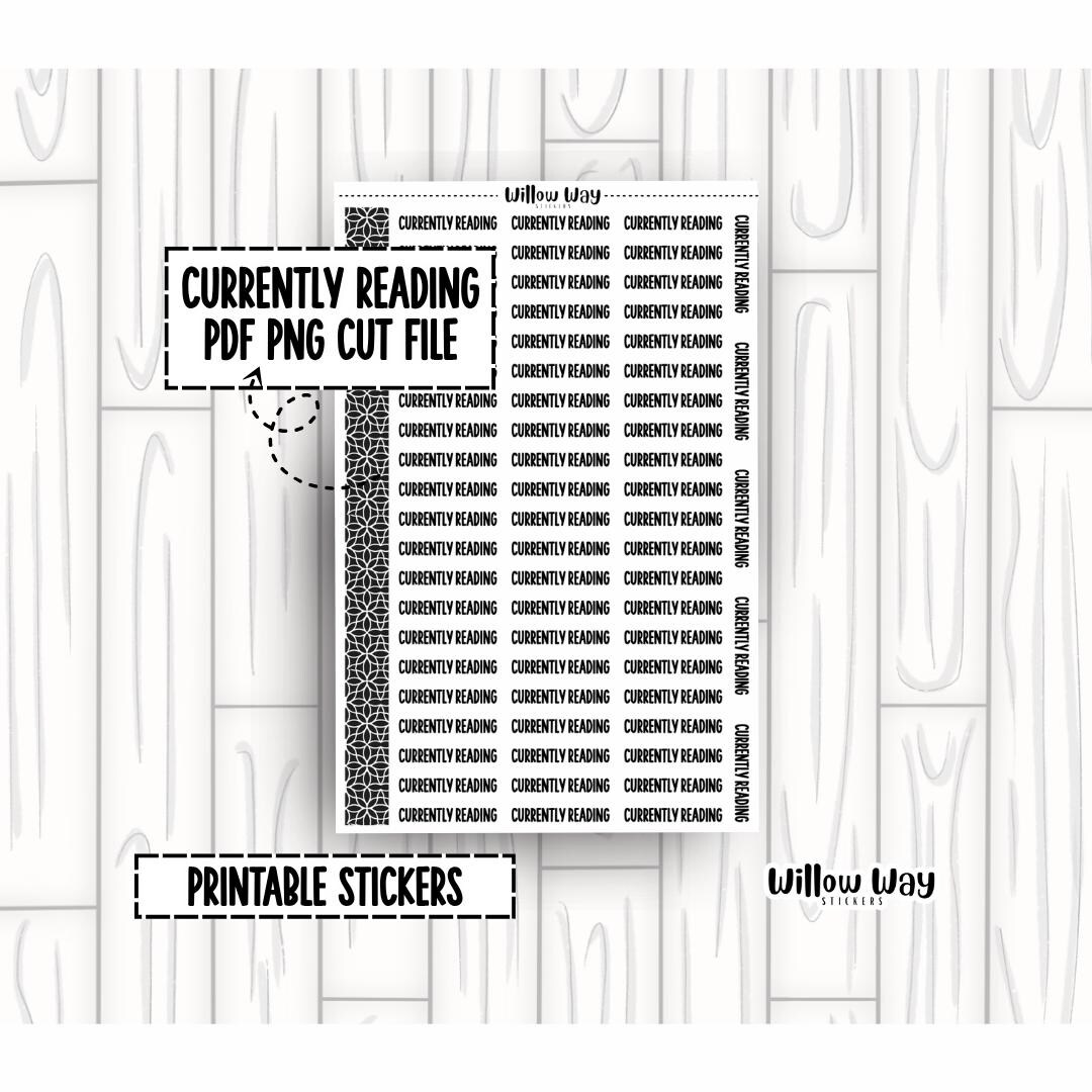 Printable Currently Reading Script Planner Stickers, PDF PNG and Cut ...