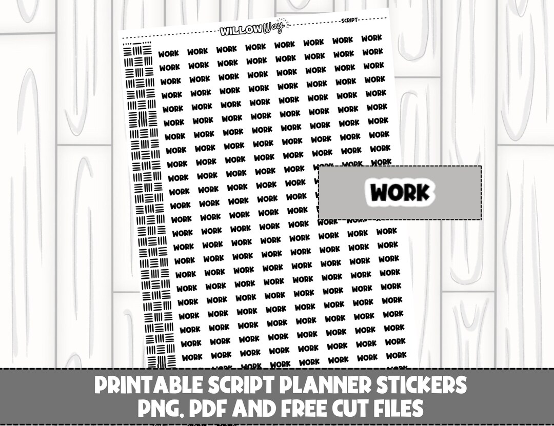 Printable Script Planner Stickers, Printable Word Planner Stickers ...