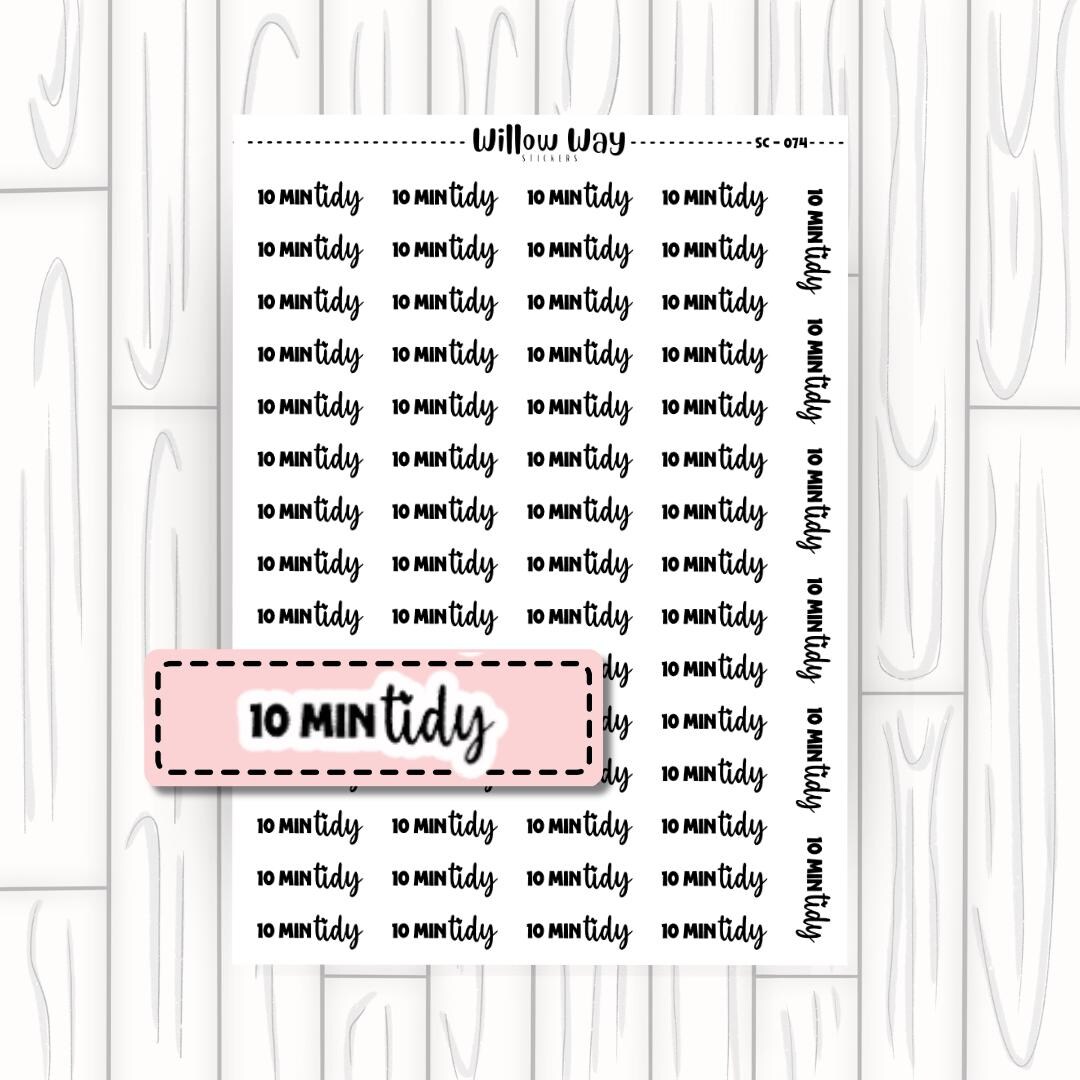 10 Minute Tidy Script Planner Stickers, Word Stickers for Planner, Word ...