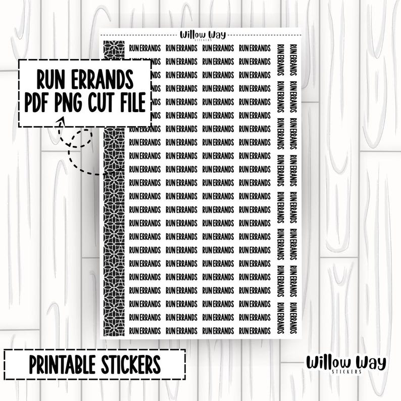 Printable Run Errands Script Planner Stickers, PDF PNG and Cut Files - Etsy