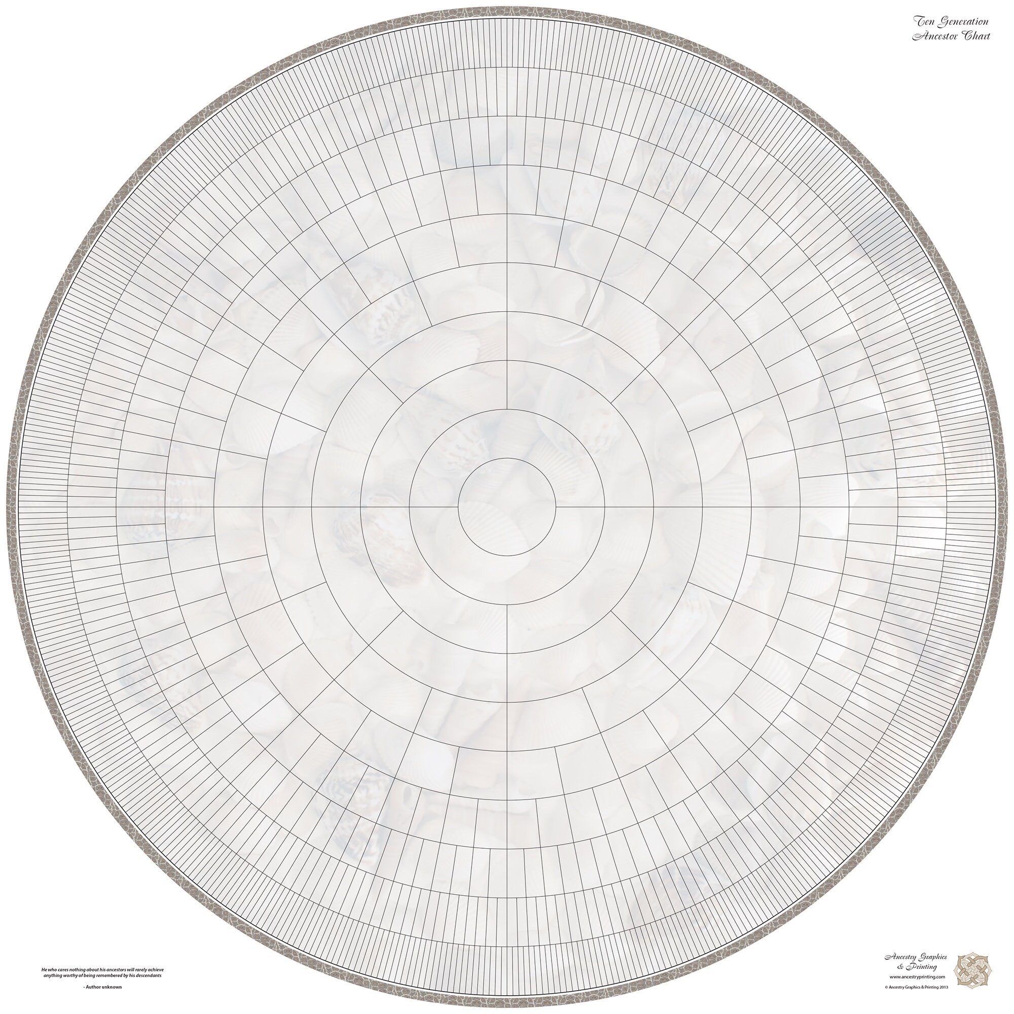 10 Generation Blank Family Tree Fan Chart With a Muted Background Full ...
