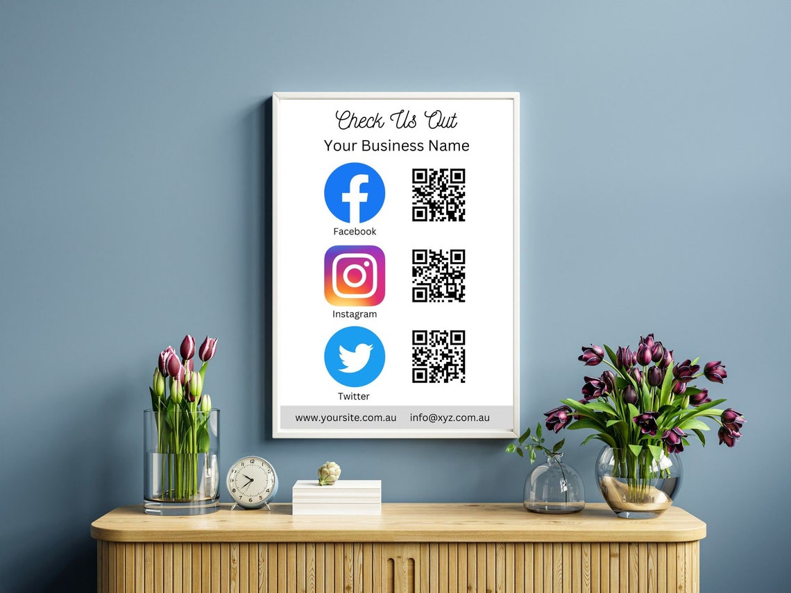 Social Media QR Code Sign Template Printable Retail Business - Etsy ...