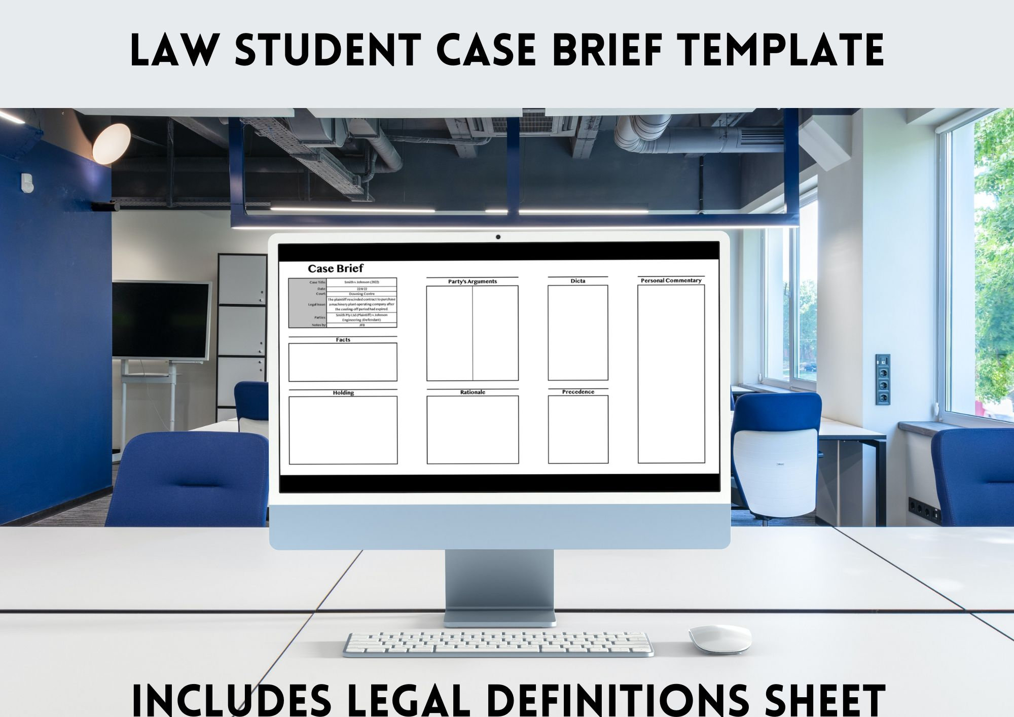 Law School Case Brief Template, Editable Legal Journal, Printable From ...