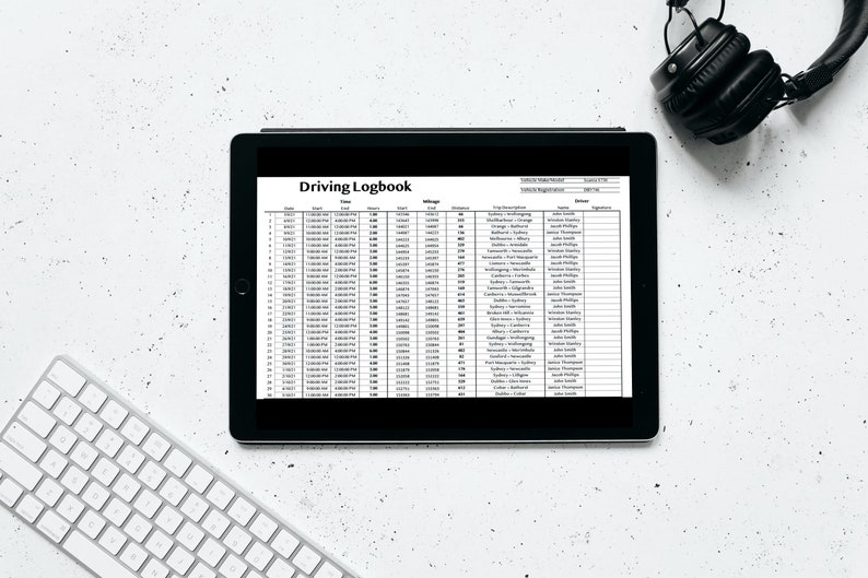 Driver Logbook for Excel, Time and Mileage Tracking, Maintenance Record ...