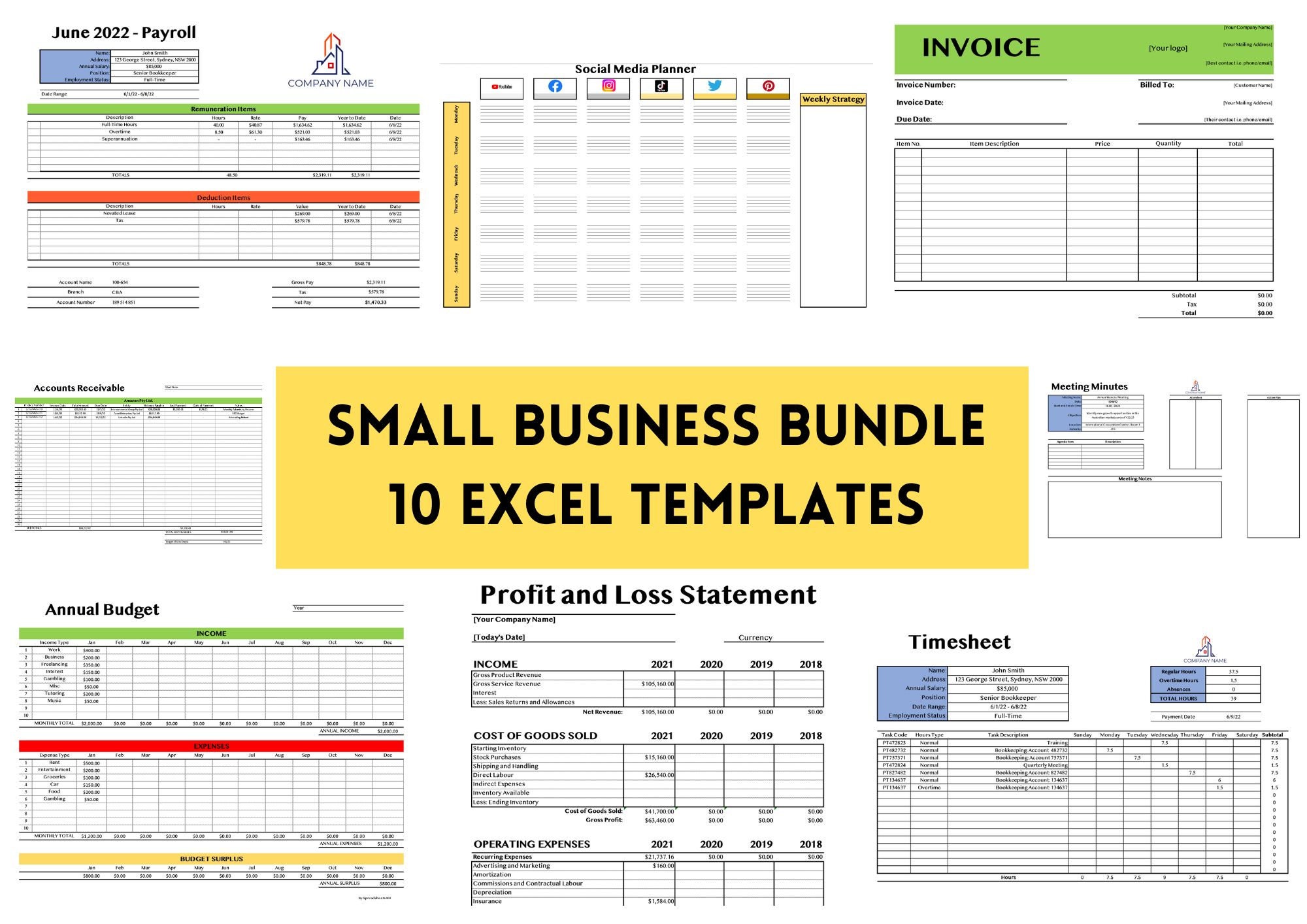 Small Business BUNDLE, 10 Printable Planners Including: Payroll ...