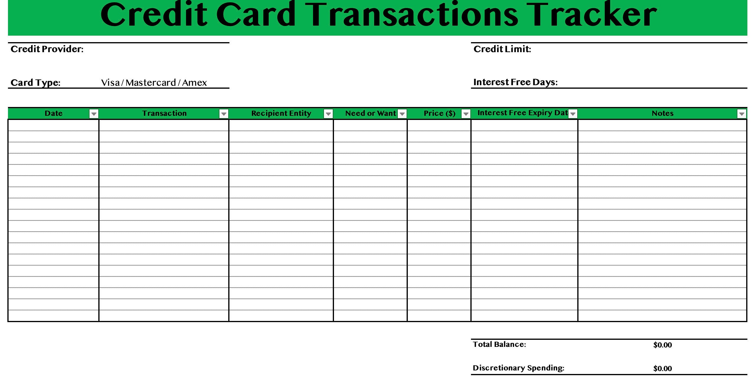 Credit Card Transaction Tracker, Repayment Planner, Debt Payoff ...