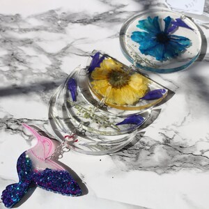 XL Moon Phase Floral Resin Wall Decor Hanging Sun-catcher Handmade With ...