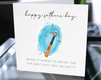 Happy Fathers Day Card Dad Card Fathers Day Gift Nailed It Hammer - Etsy