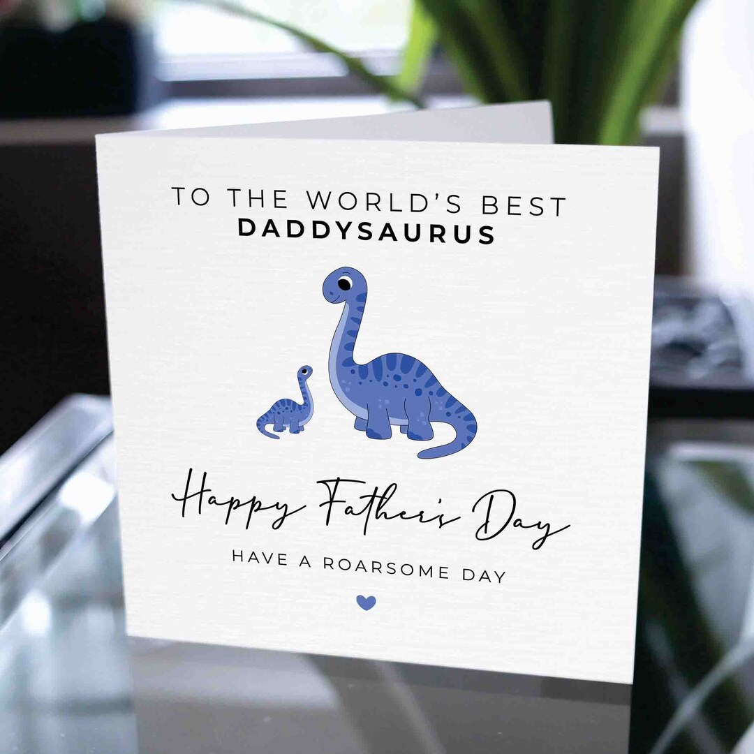 Happy Father's Day Daddysaurus Card, Father's Day Dinosaur Card for Dad ...