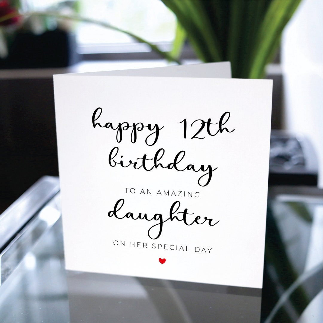 Happy 12th Birthday Card to Daughter, 12th Birthday Card for Daughter ...