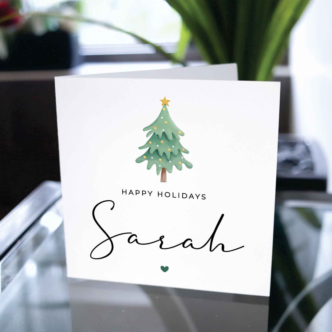 Custom Name Happy Holidays Card, Employee Christmas Gift, Holiday Card ...