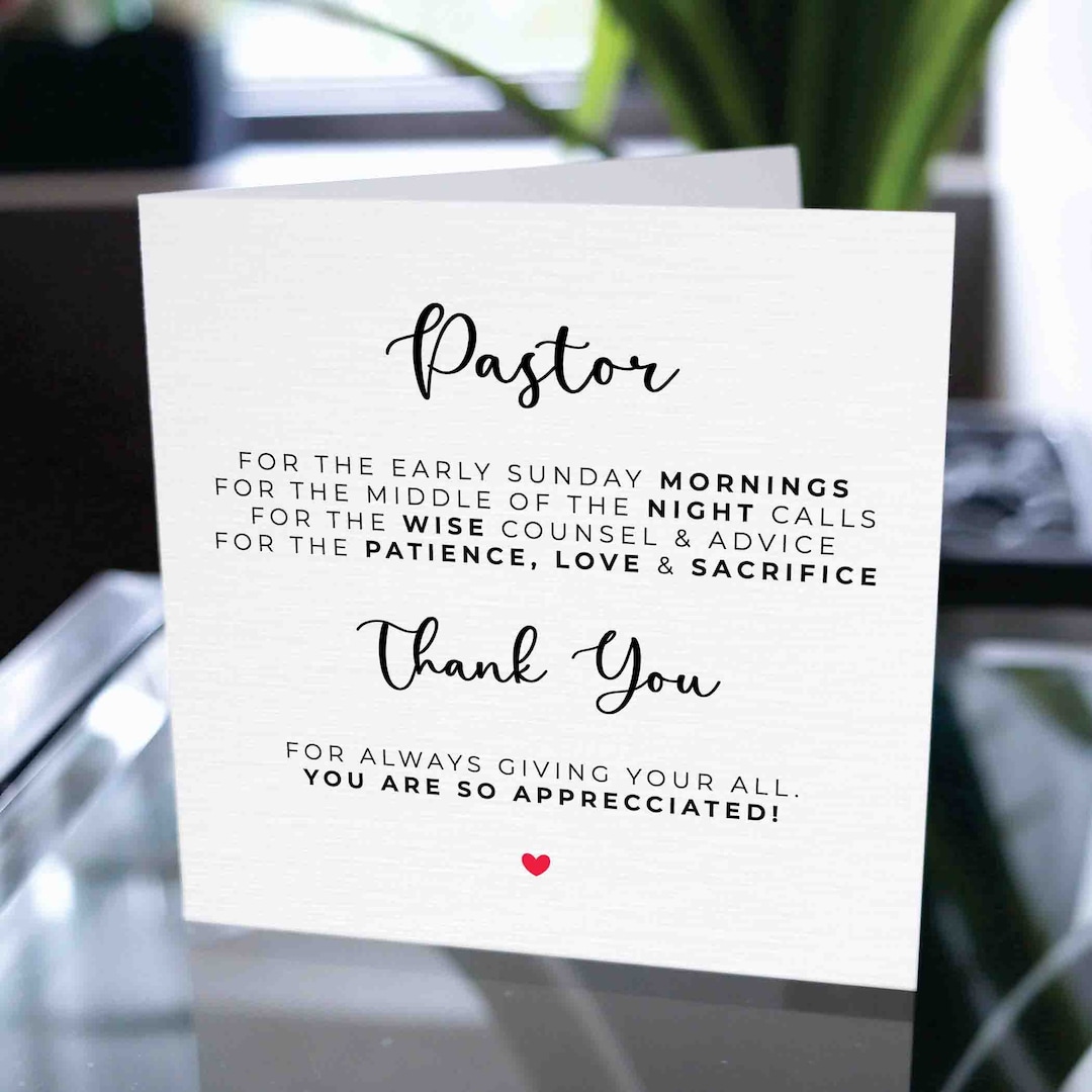 Thank You Pastor Card, Thank You Priest Card, Congratulations Pastor ...