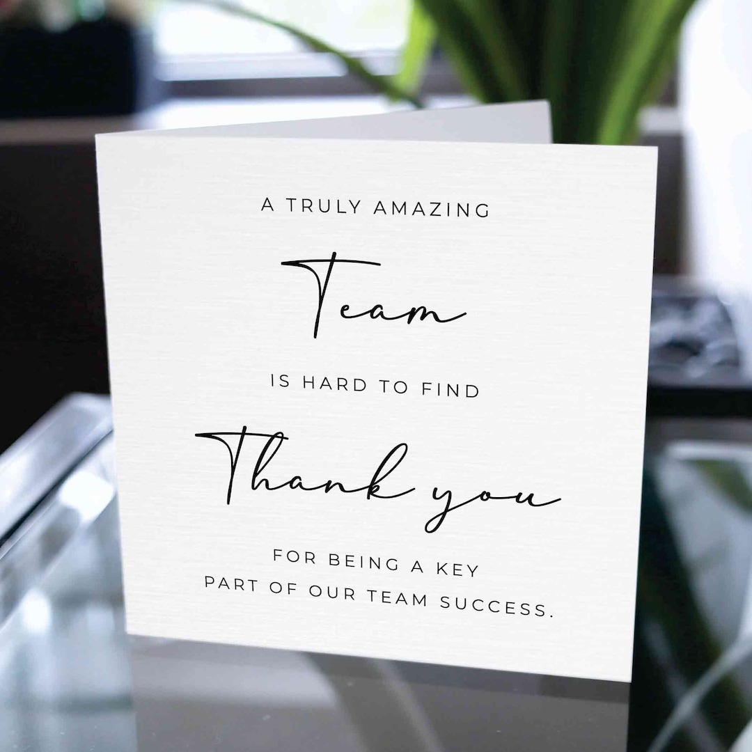 Corporate Thank You Card, Thank You Card for Team, Employee ...