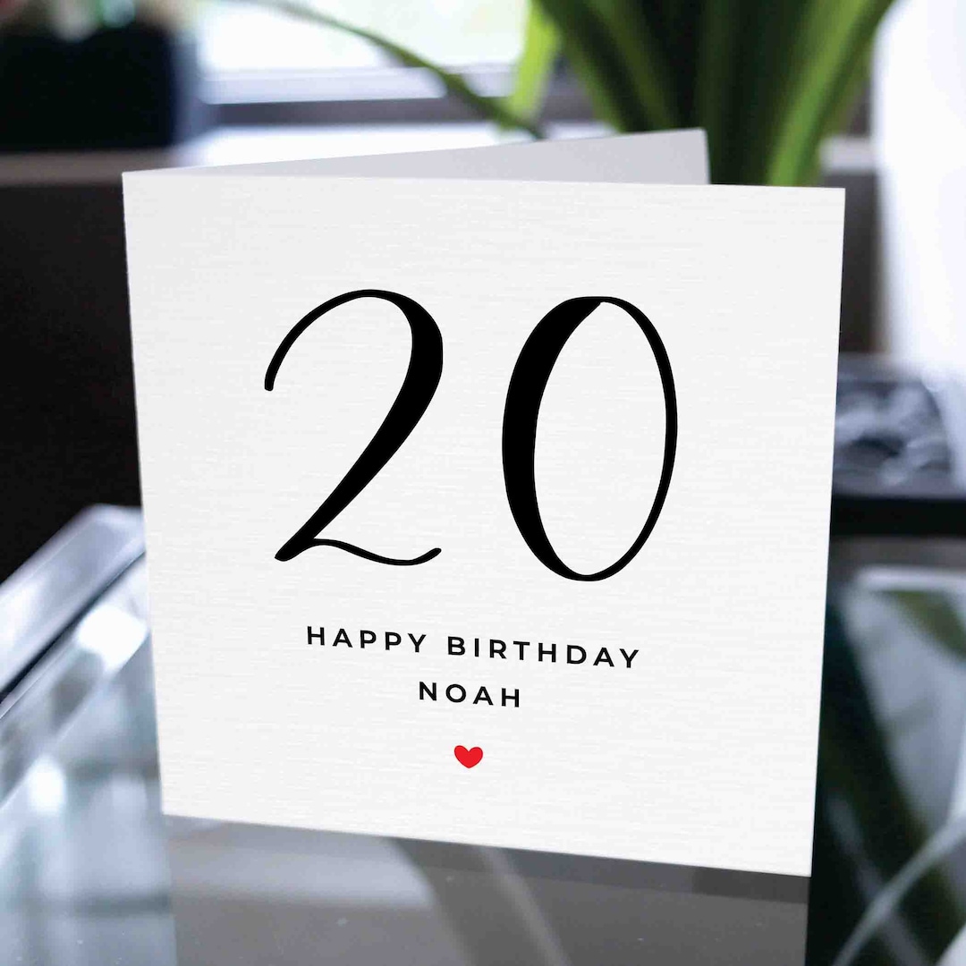 Custom 20th Birthday Card, Happy 20th Birthday Card, 20th Birthday Card ...