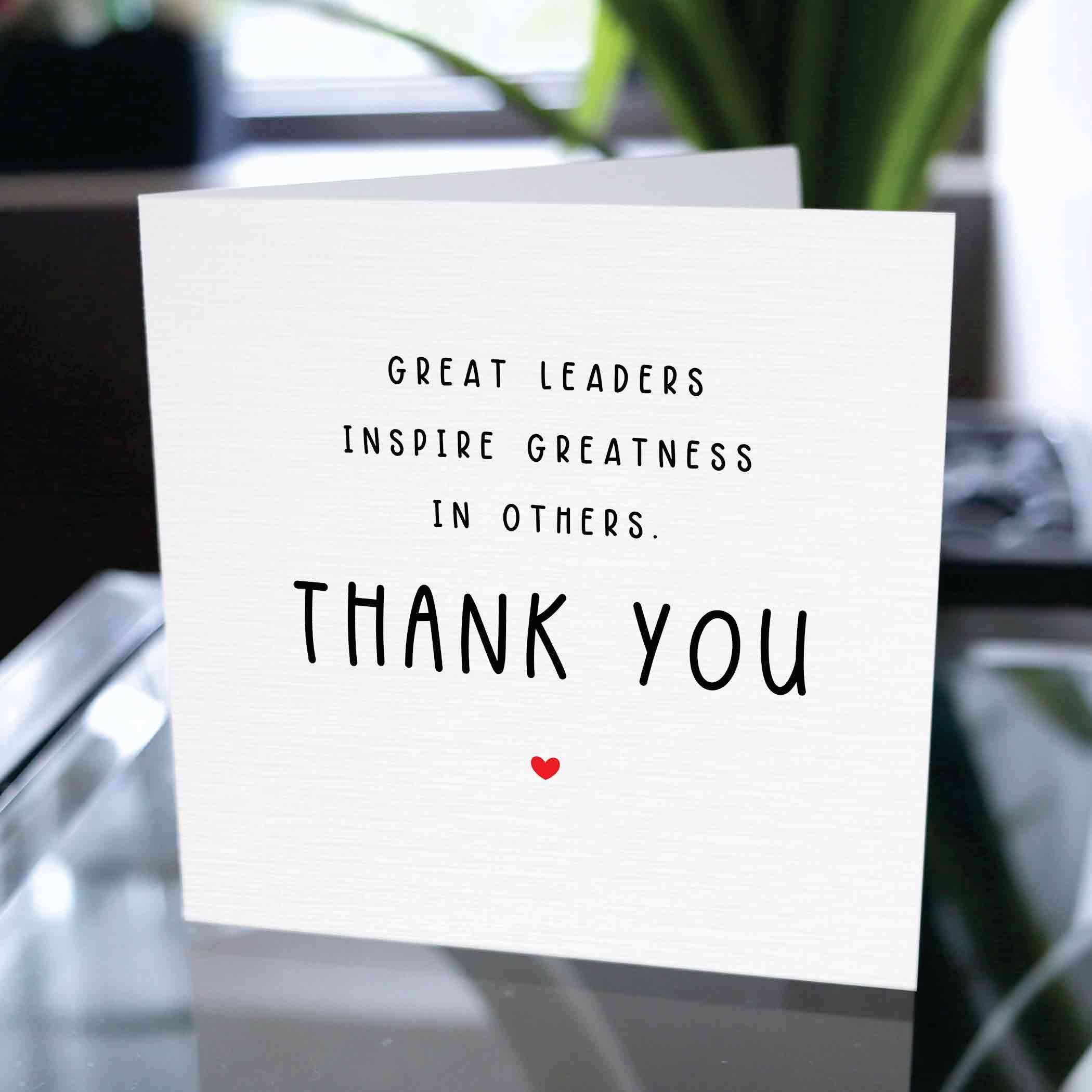Leader Thank You Card, Thank You Card for Boss, Leader Appreciation ...