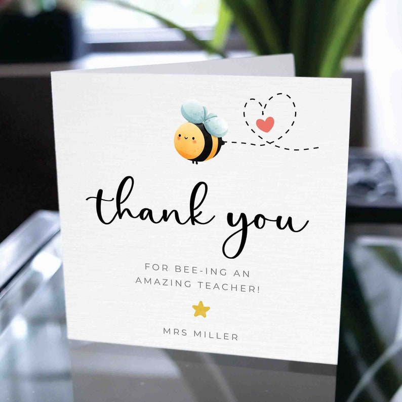 Custom Teacher Thank You Card Thank You Card for Educator - Etsy