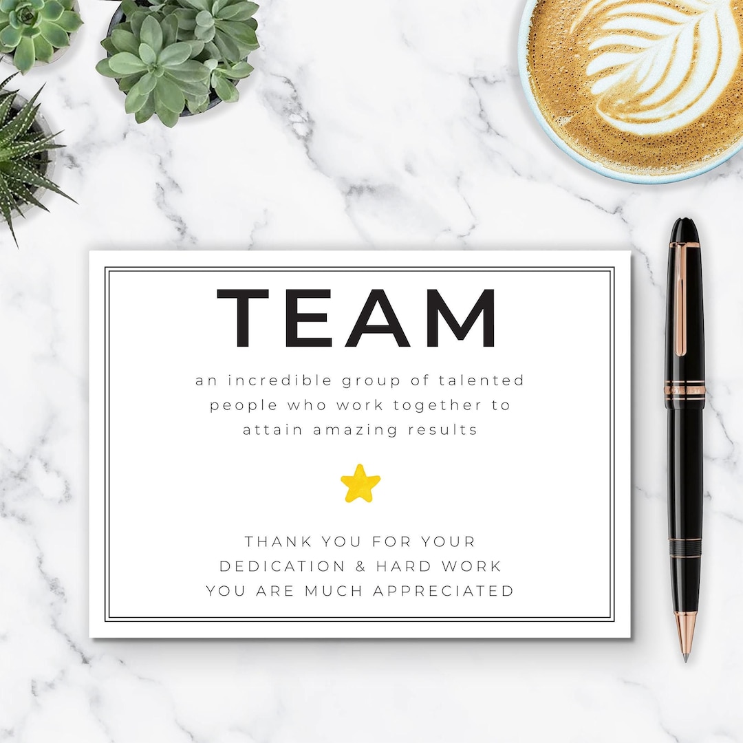 Corporate Thank You Card, Thank You Card for Team, Employee ...