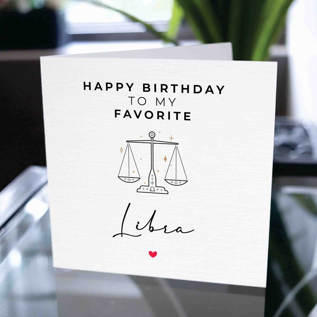 Libra Zodiac Birthday Card, Birthday Card for Libra, Happy Birthday ...