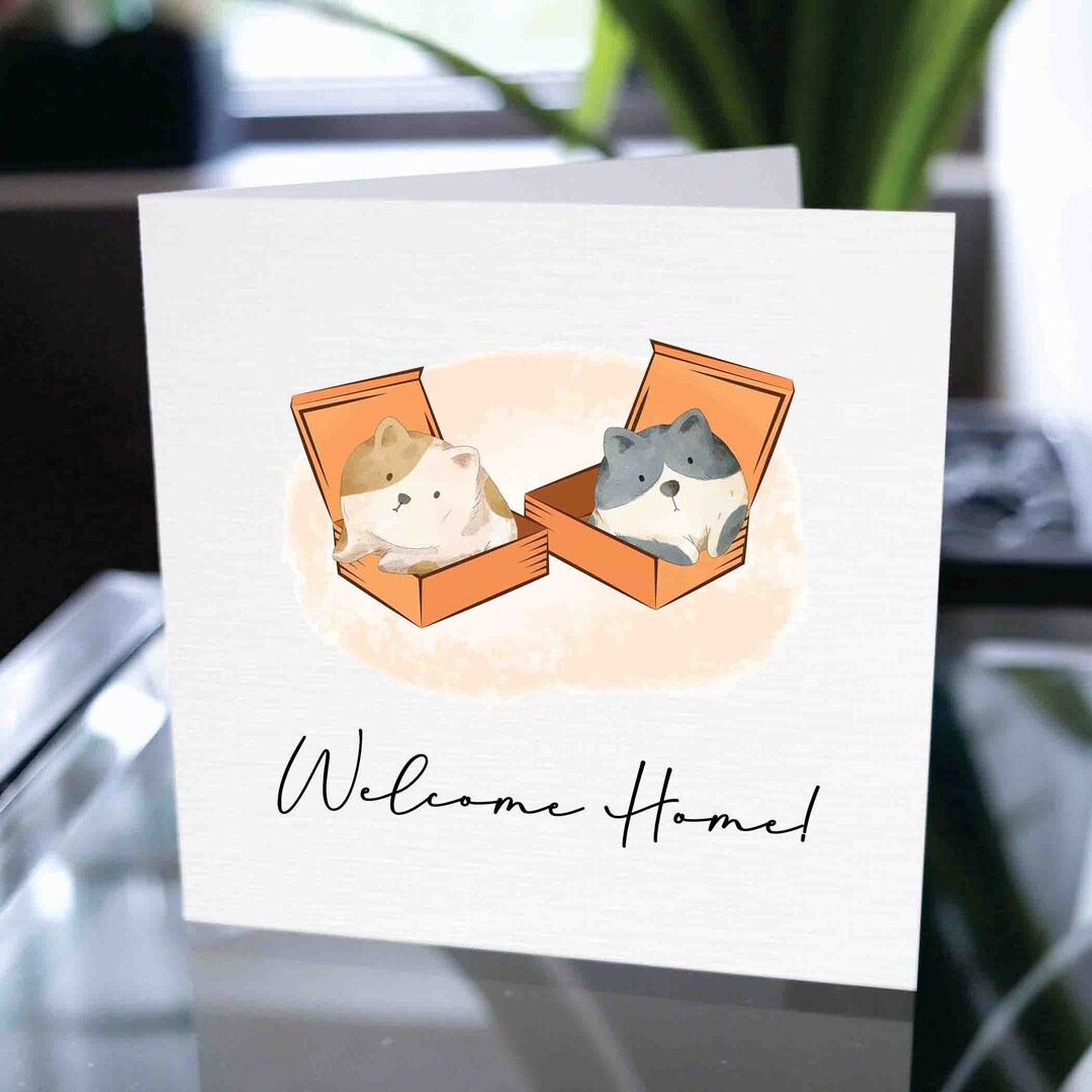 Welcome Home Cat Card, Housewarming Card, Greeting Card ...