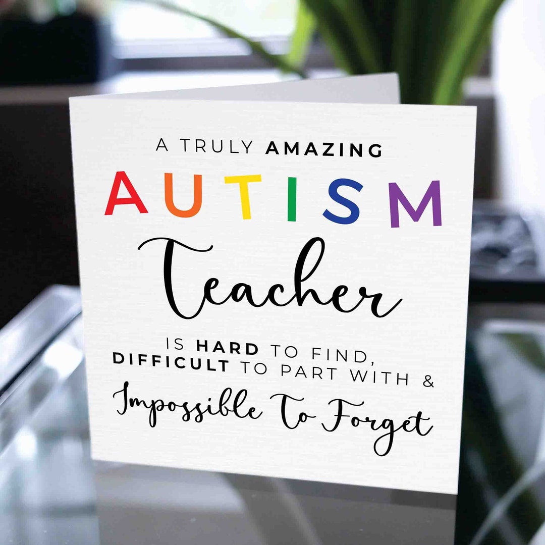 Autism Teacher Thank You Card, Thank You Card for Autism Educator ...