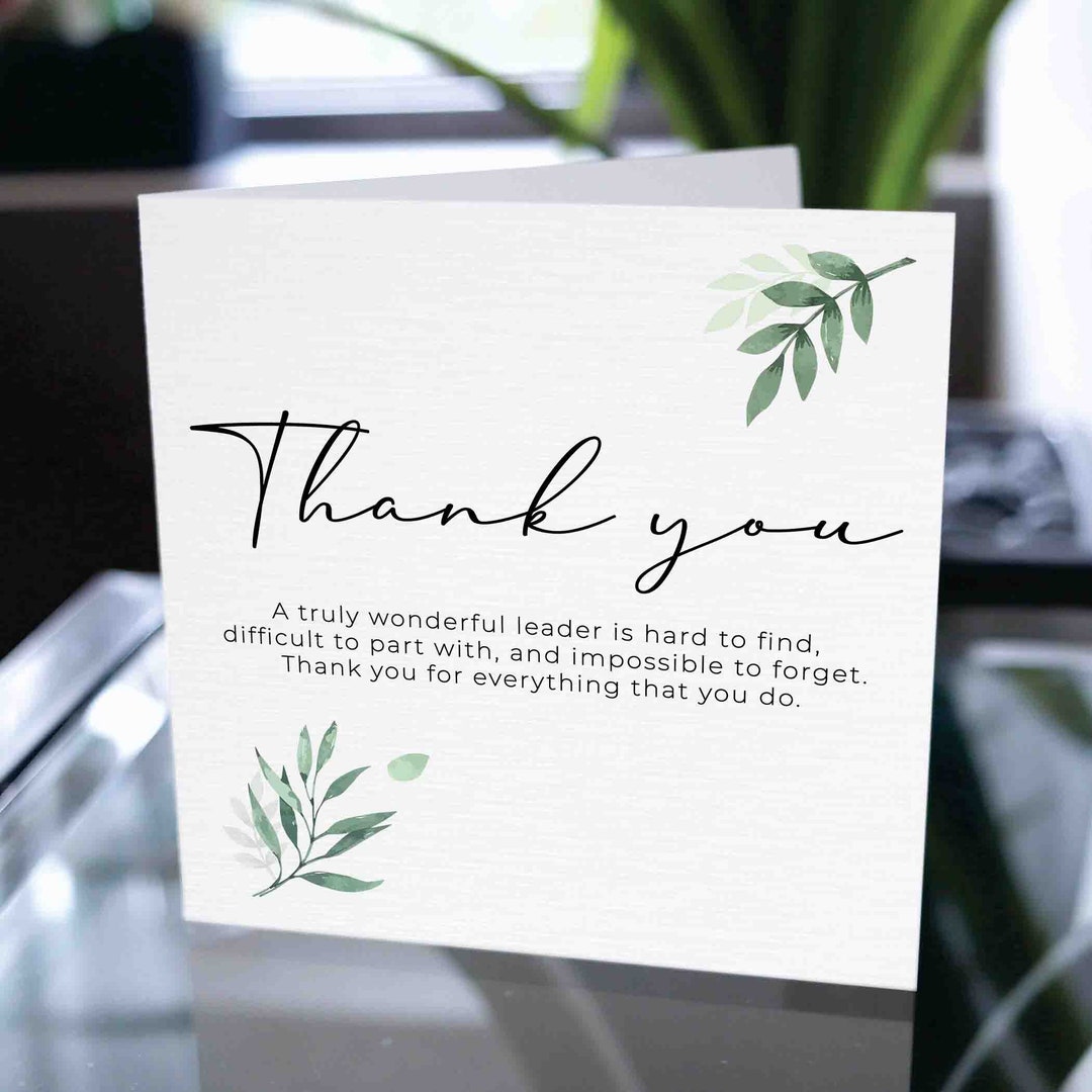 Leader Thank You Card, Thank You Card for Boss, Leader Appreciation ...