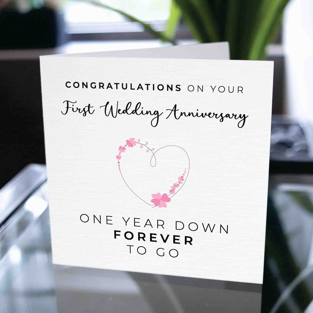 First Wedding Anniversary Card, Wedding Anniversary Card, 1st ...