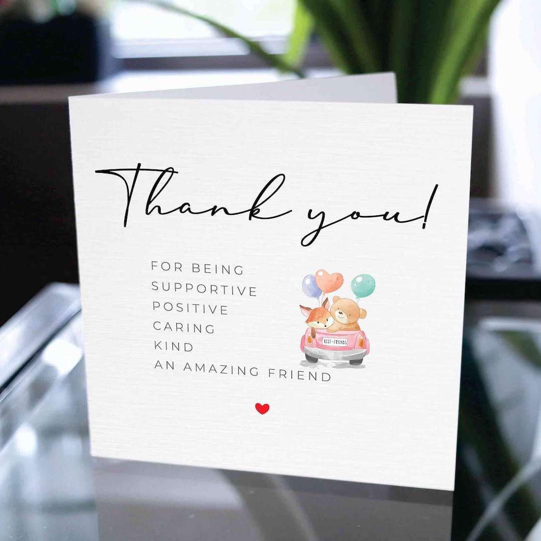 Thank You Card, Thank You Card for Friend, Friend Appreciation Card ...