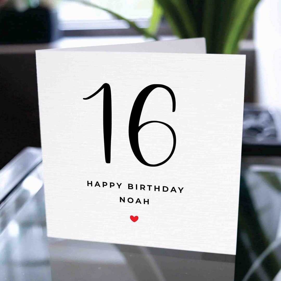 Custom 16th Birthday Card, Happy 16th Birthday Card, 16th Birthday Card ...